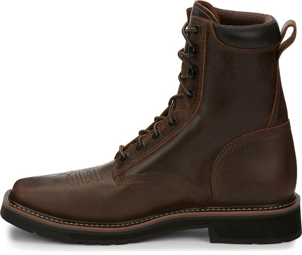 Justin Men's 8" Pulley Lace-up Work Boot - Square Steel Safety-Toe – Go ...