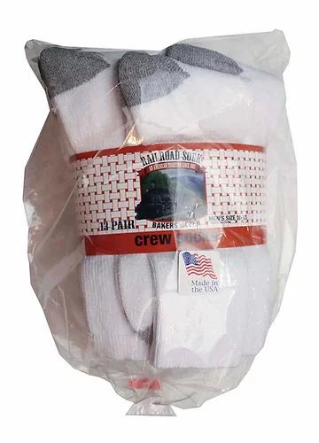 Railroad Sock Co. - Men's White Crew Socks - Bakers Dozen – Go Boot Country